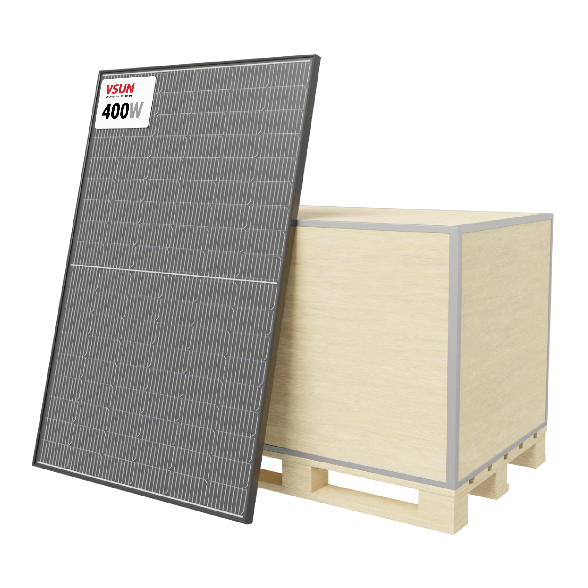 VSUN 400W Solar Panel 108 cell VSUN400-108BMH Black on Clear Wholesale in pallet 36 panels - A1 ...