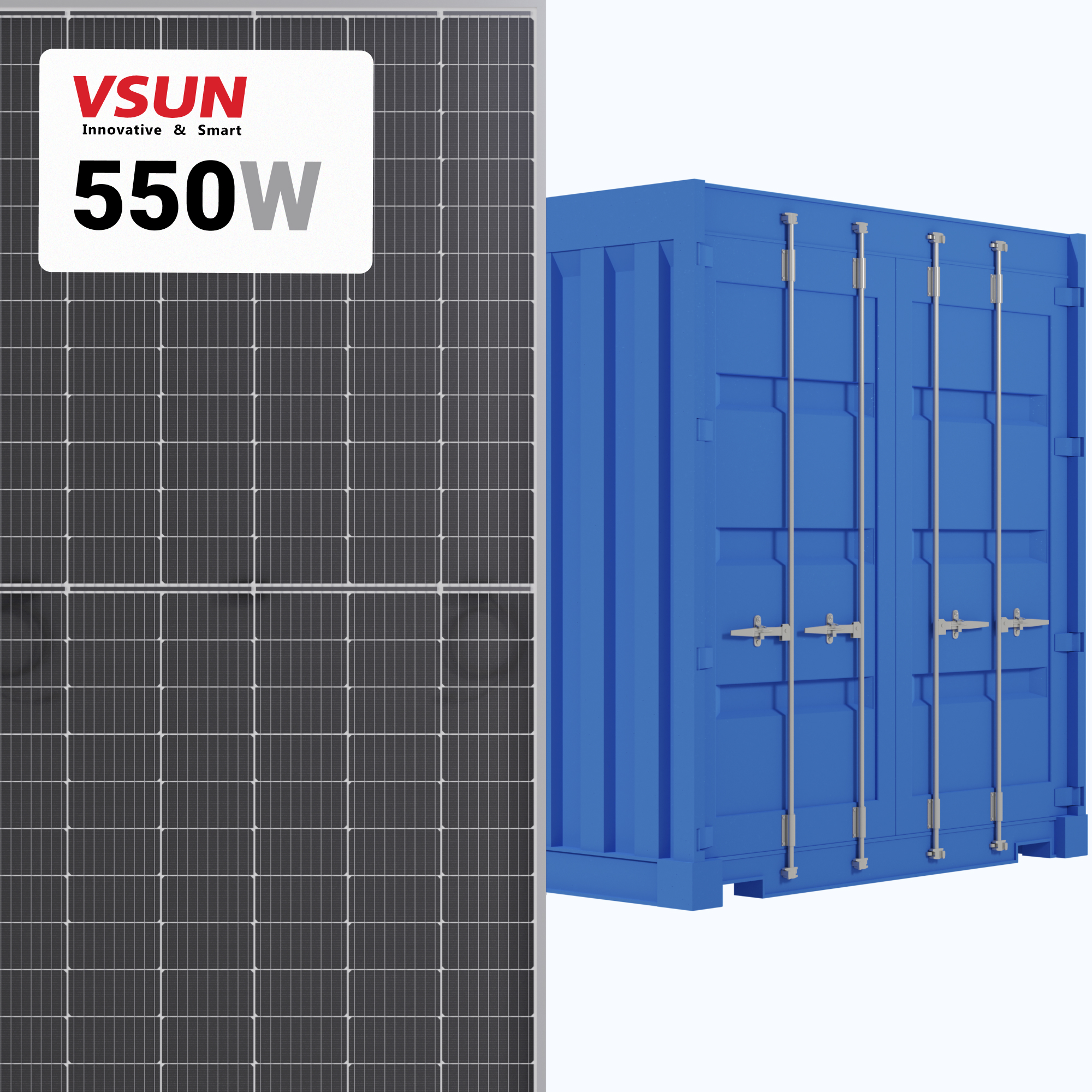 VSUN 550W Solar Panel 144 Cell Bifacial VSUN550-144BMH-DG Commercial ...