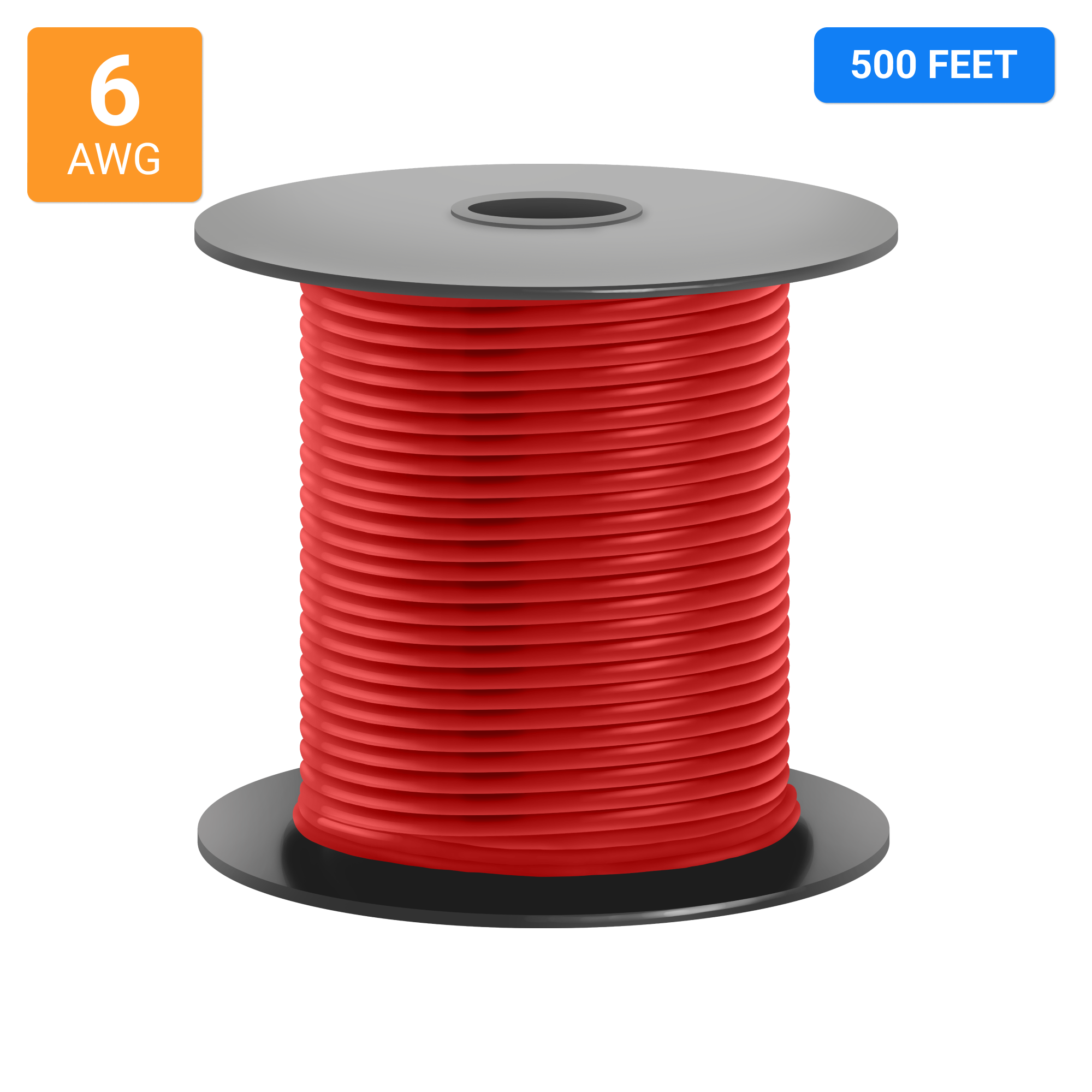 Wire 6AWG 600VAC 500 Feet Red - A1 SolarStore