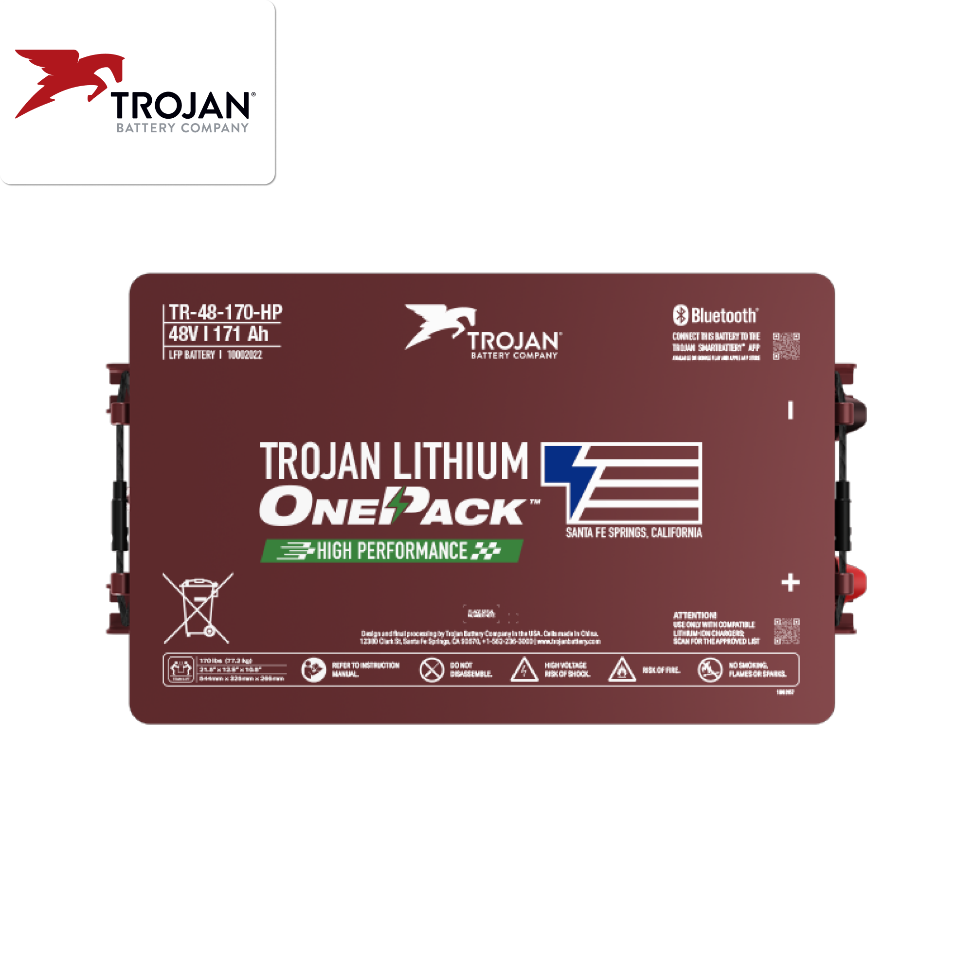 Trojan OnePack XR TR-48-170-M 171Ah 48V Lithium Extended Range Golf ...