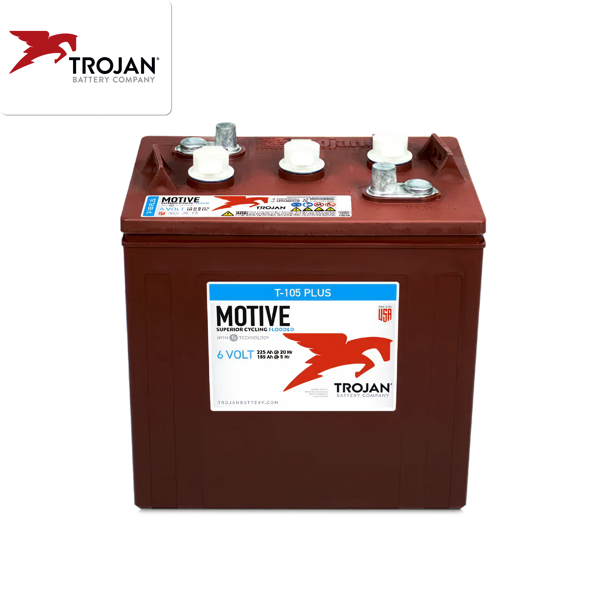 Trojan Motive T-105 Plus SV 225Ah 6V Deep-Cycle Flooded Battery for ...