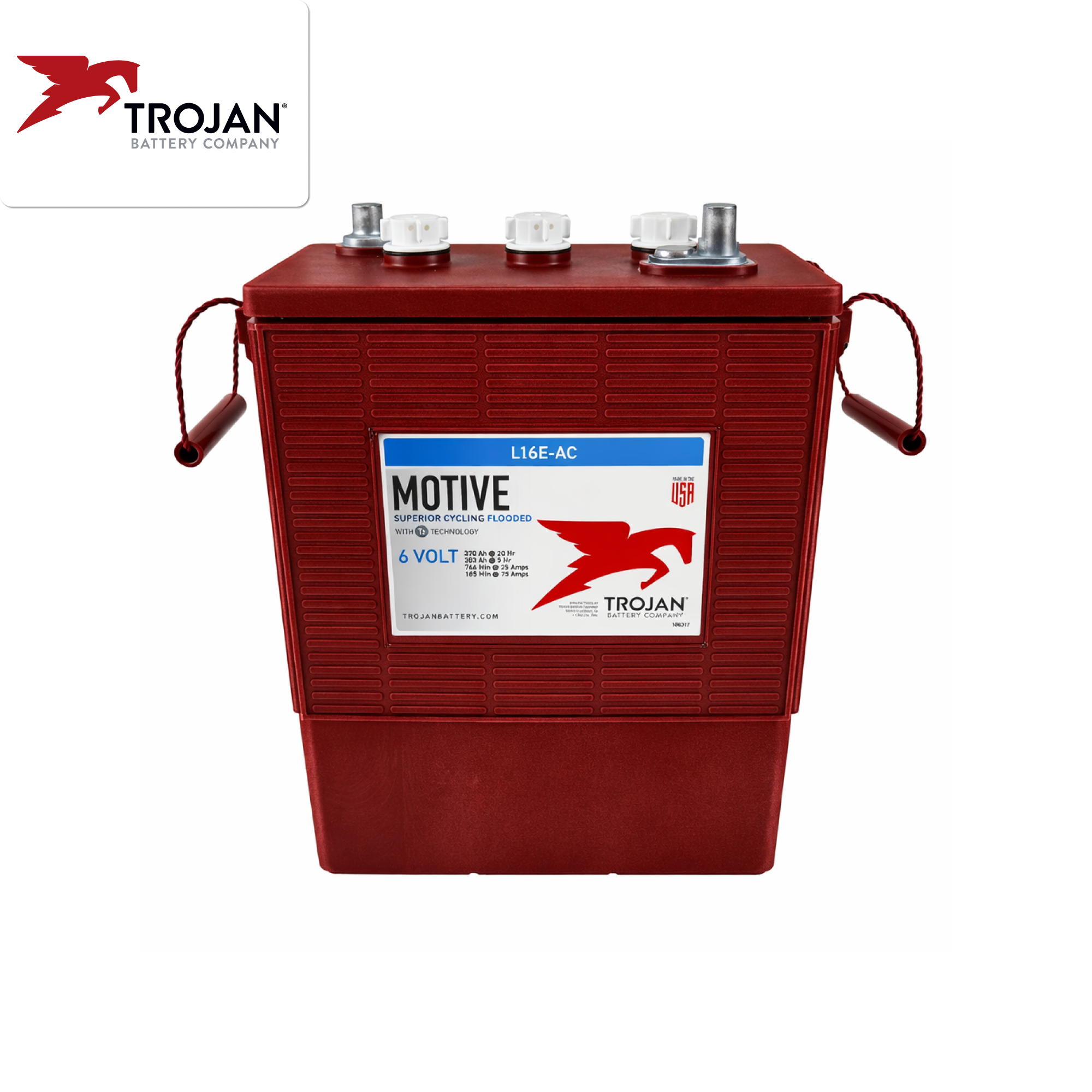 Trojan AC Series L16E-UT 370Ah 6V Deep-Cycle Flooded Battery Solar ...